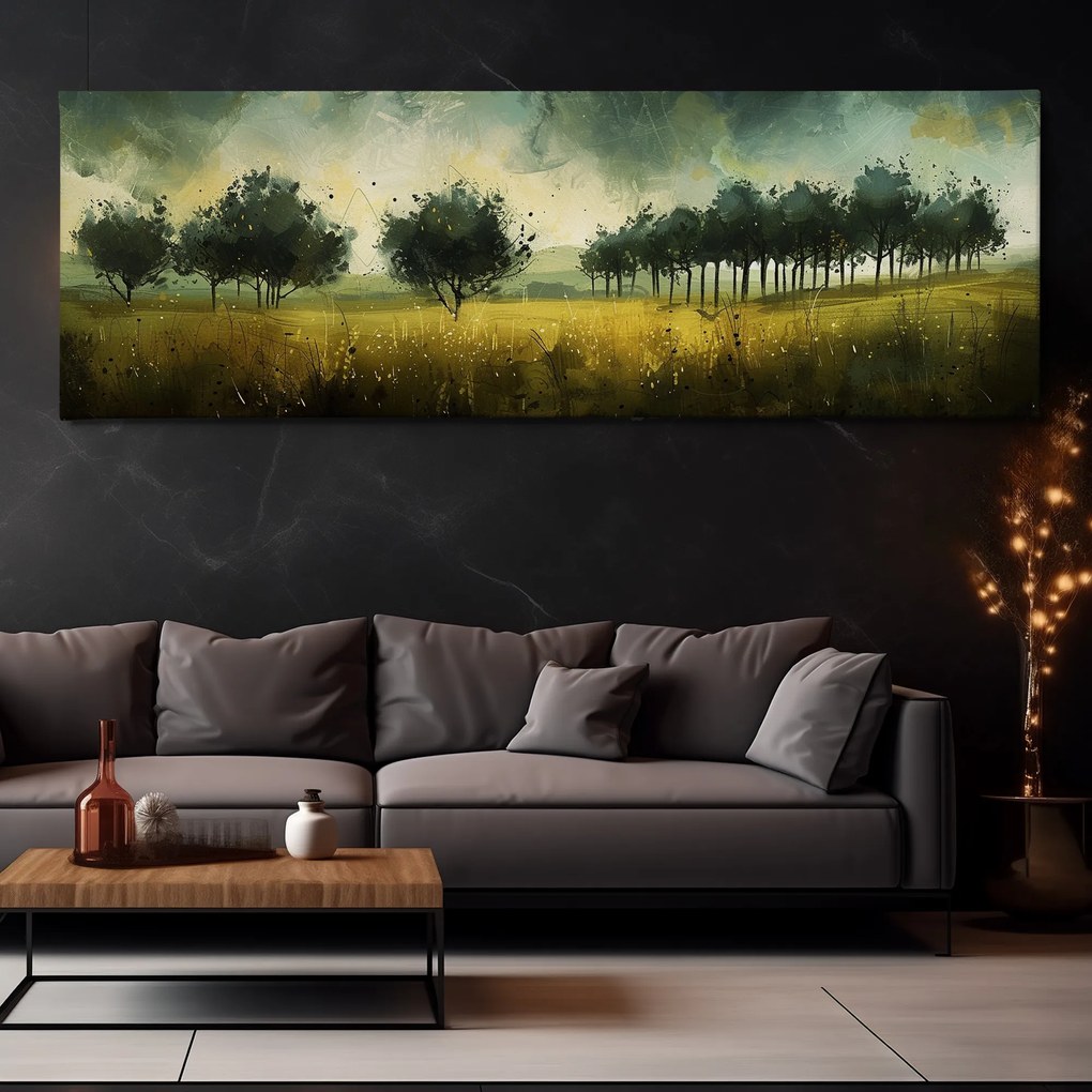 Obraz na plátně - Stromy čekají silnou bouřku FeelHappy.cz Velikost obrazu: 120 x 40 cm