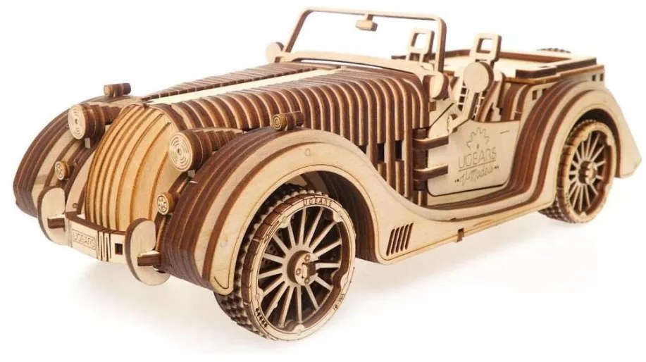Ugears - 3D dřevěné mechanické puzzle Auto roadster
