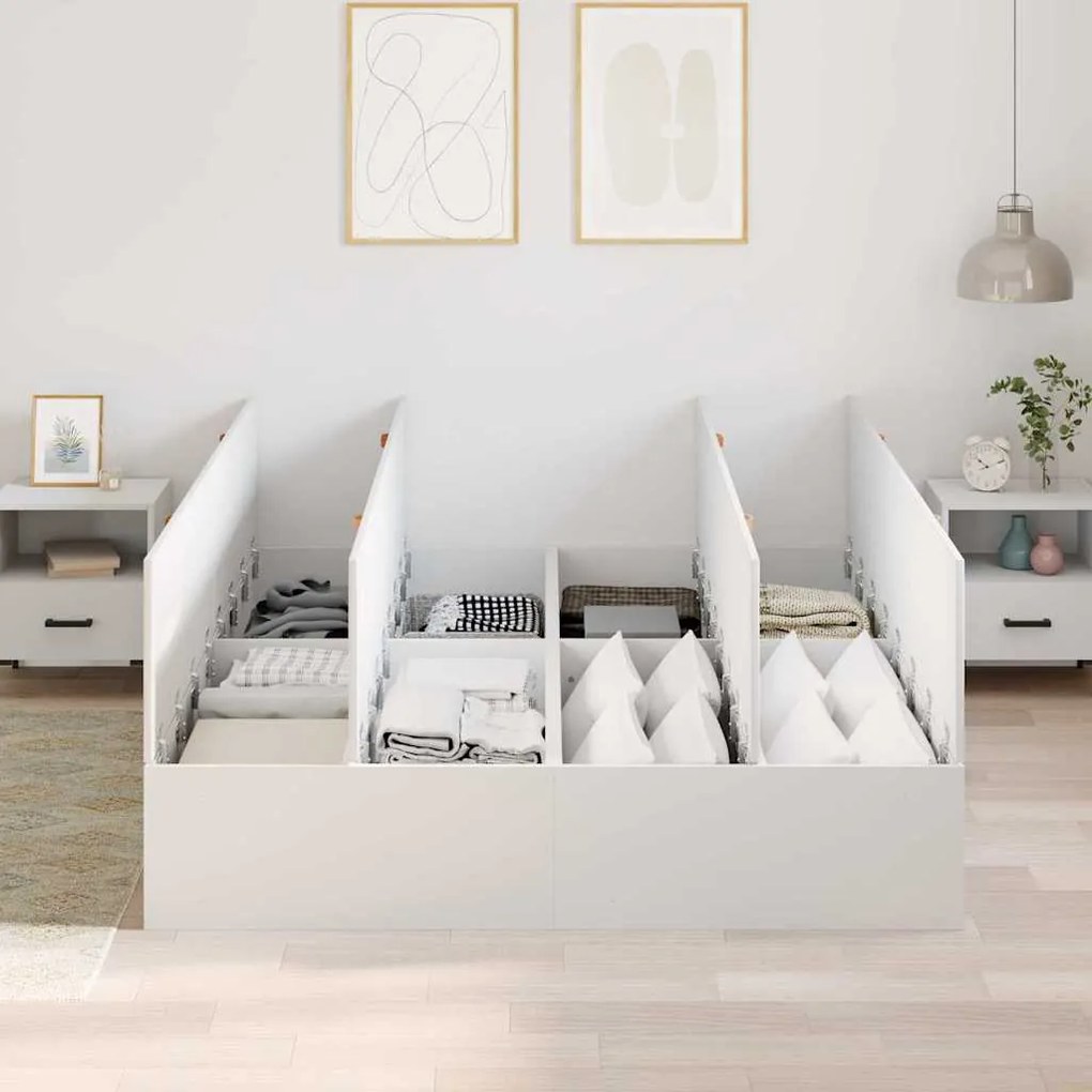Rám postele s úložným prostorem s úložištěm Bílá 150 x 200 cm 3335381
