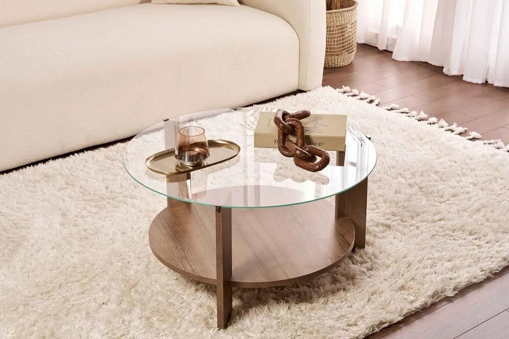 Designový konferenční stolek Eleanora 75 cm vzor ořech