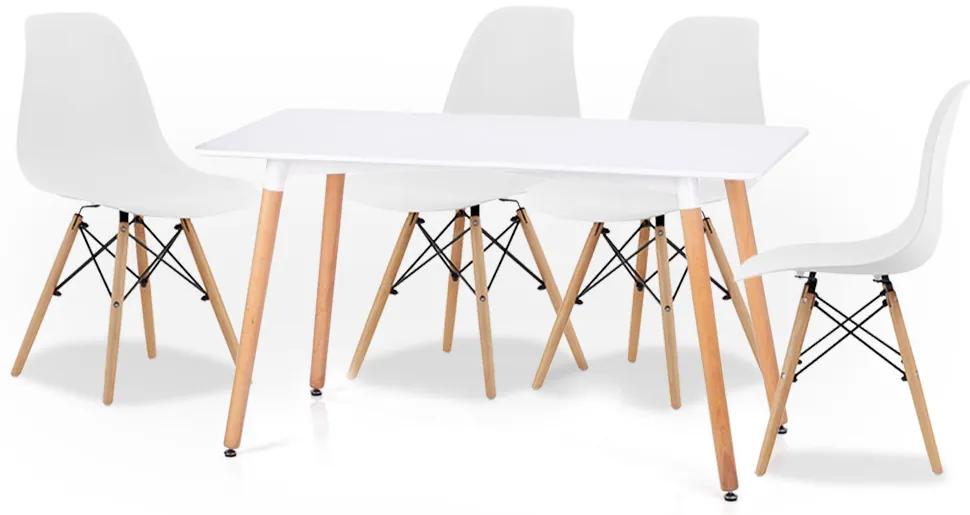 Bílý jídelní set 1 + 4, stůl BERGEN 120 + židle YORK OSAKA