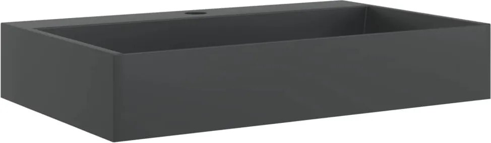 Umyvadlo 60x38x11 cm minerální/mramorový kompozit černé 155980