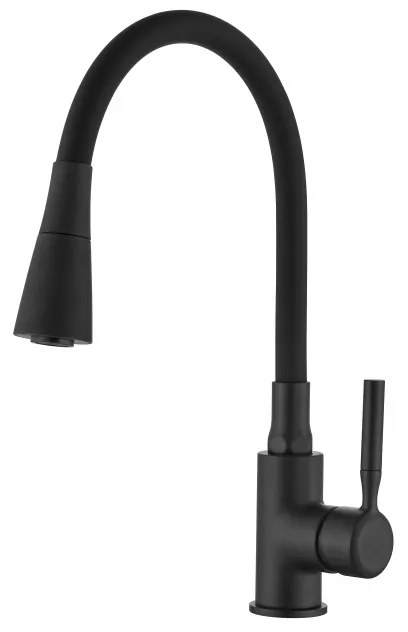 Invena Pogo, vysoká dřezová baterie 2-funkční, černá matná, INV-BZ-80-P04-L