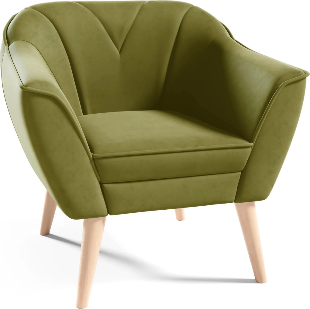 Eka Křeslo LOVA Látka Velutto: Stříbrná (Velutto 15), Výběr nohou: Přírodní