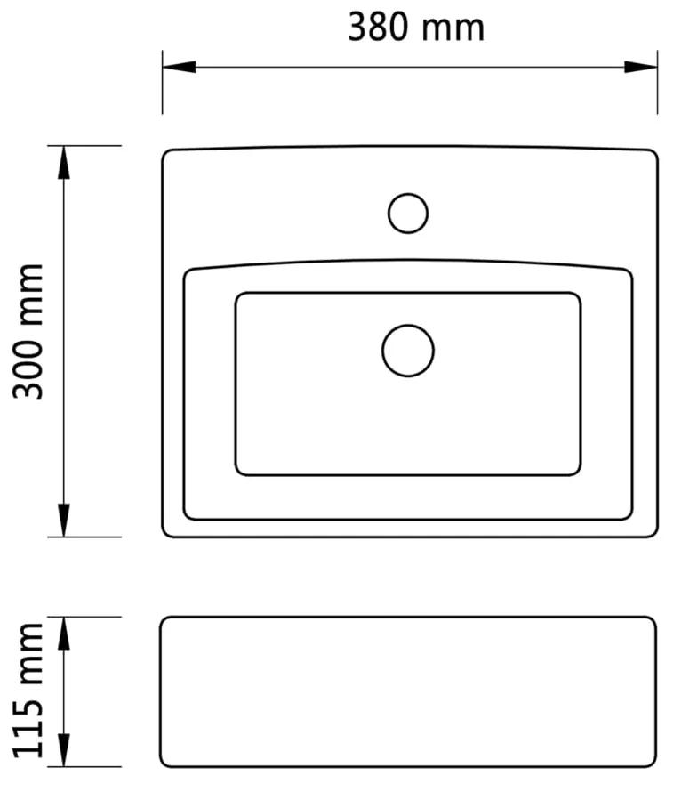 Keramické umyvadlo s otvorem na baterii bílé čtvercové,  141940