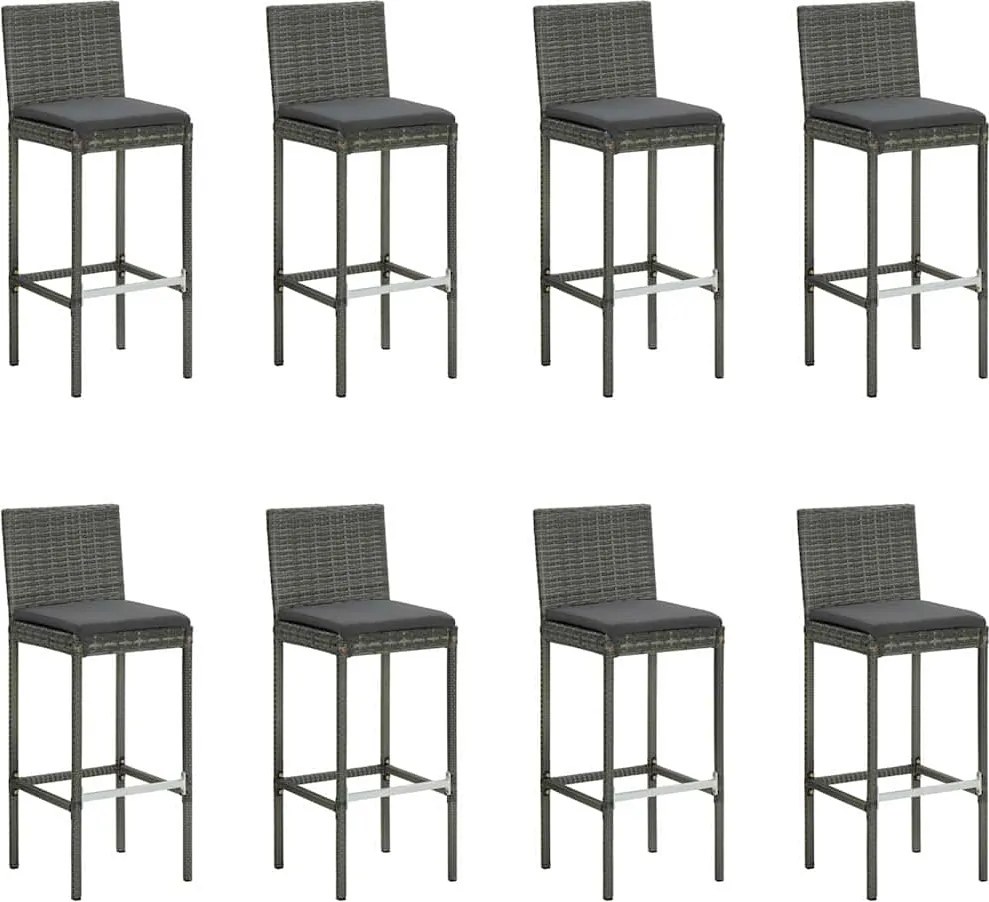 9dílný zahradní barový set s poduškami šedý 3068009