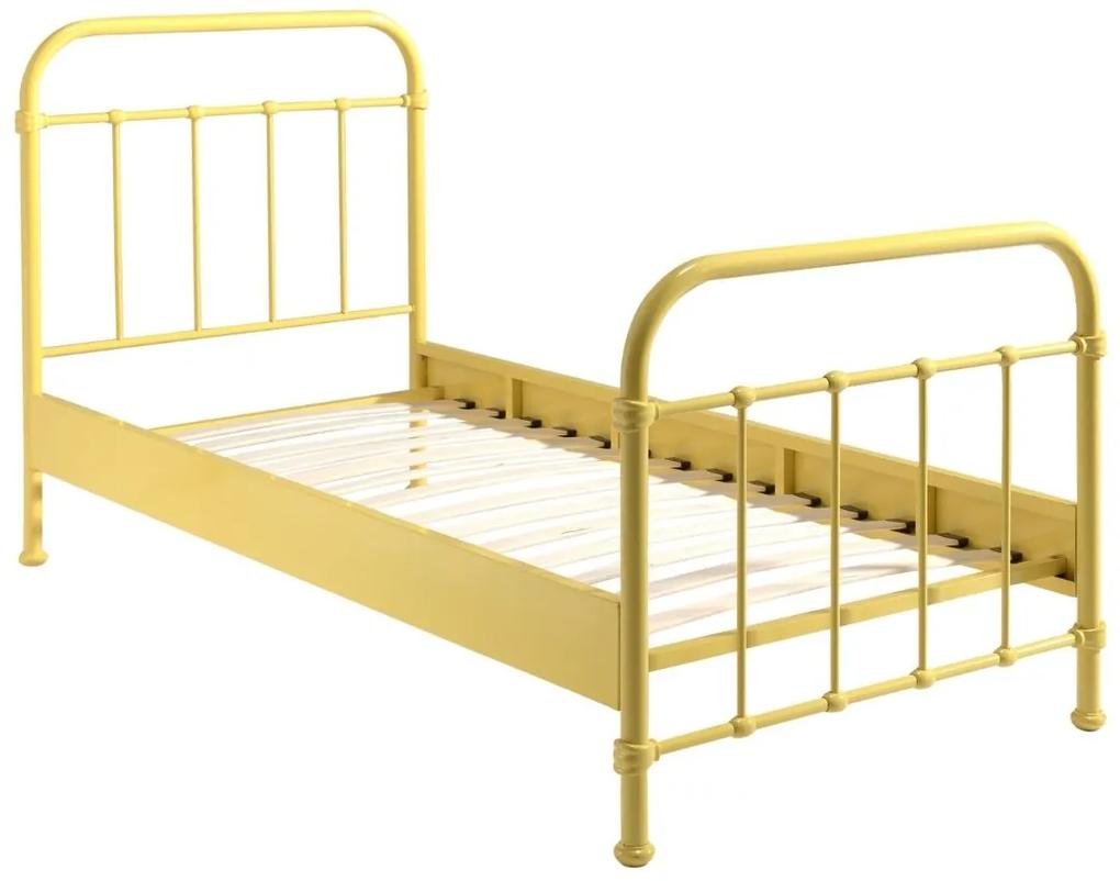 OnaDnes -20% Žlutá kovová postel Vipack New York 90 x 200 cm