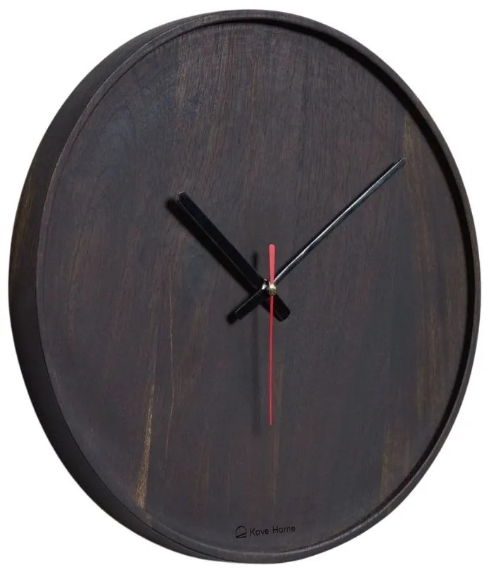 Černé akátové nástěnné hodiny Kave Home Zakie 30 cm