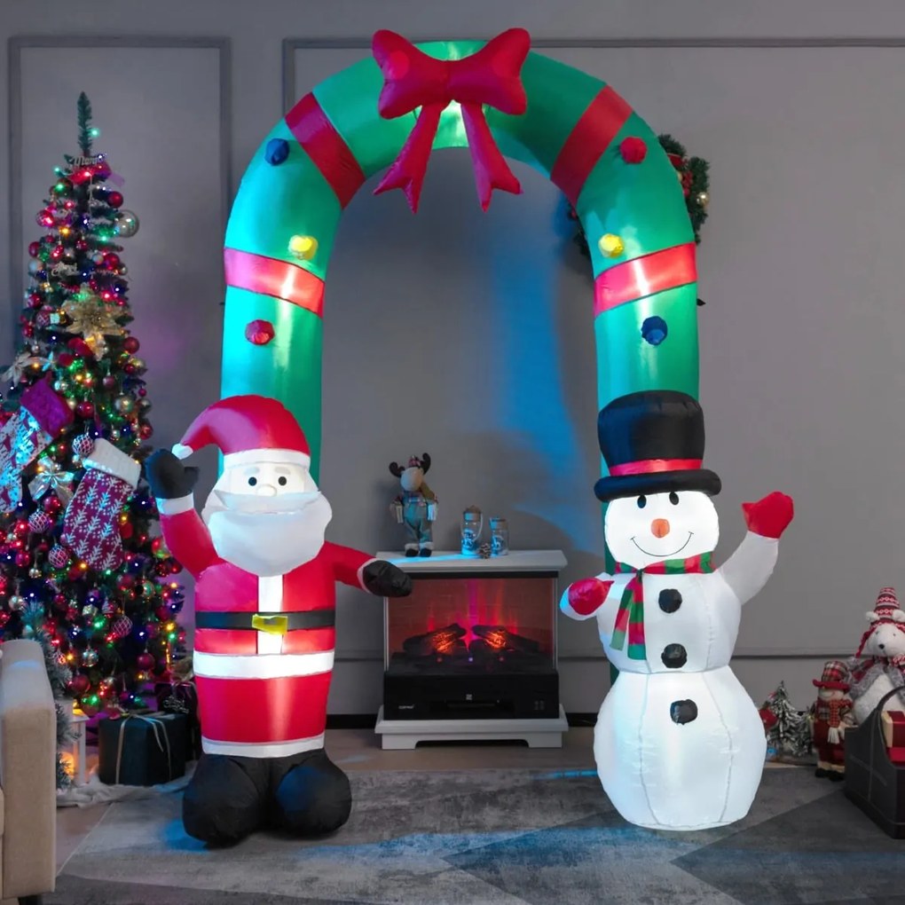Costway 245 cm Vysoký vánoční nafukovací oblouk s dekoracemi Santa Claus