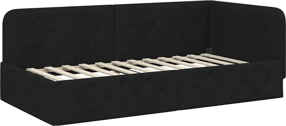 Rohový rám postele Černý 90 x 190 cm textil 3394039