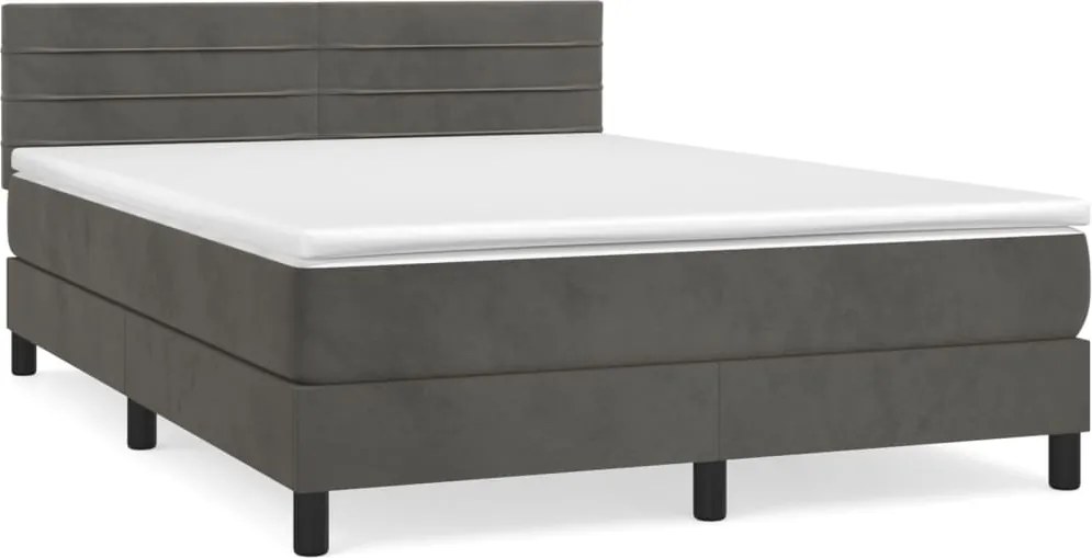 Box spring postel s matrací tmavě šedá 140x200 cm samet 3141366