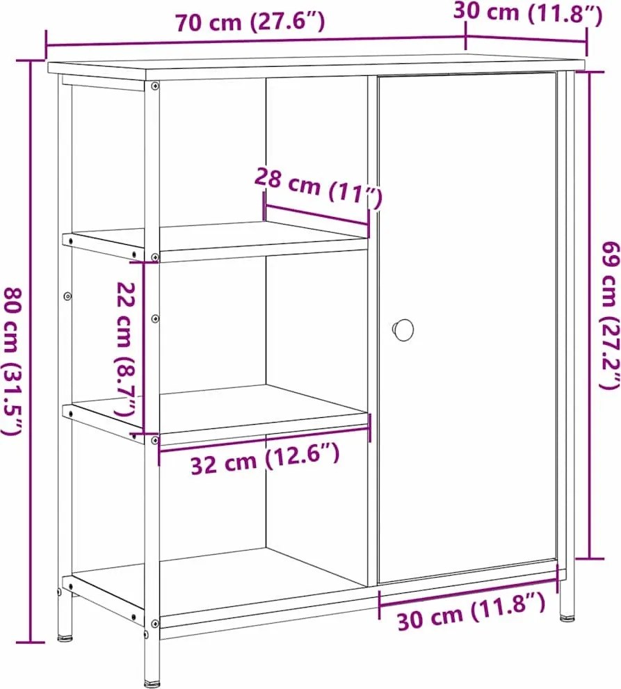 vidaXL Příborník 70 x 30 x 80 cm konstruované dřevo [869090] Barva: dub sonoma