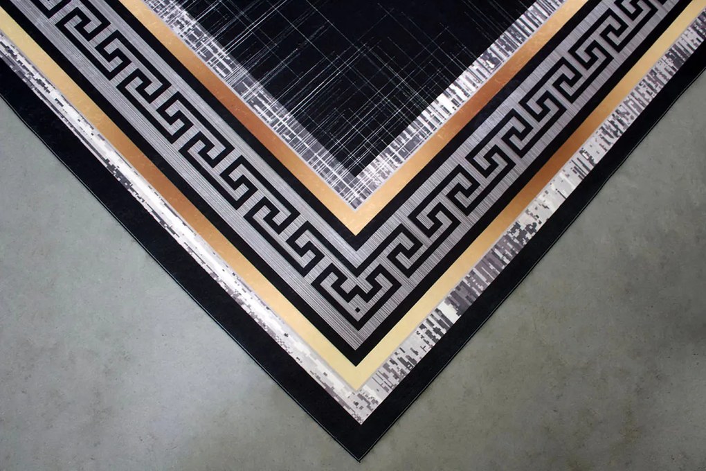 BE Koberec Porte 2228 BLACK GOLD - černý obdélníkový Rozměr: 50x80 cm