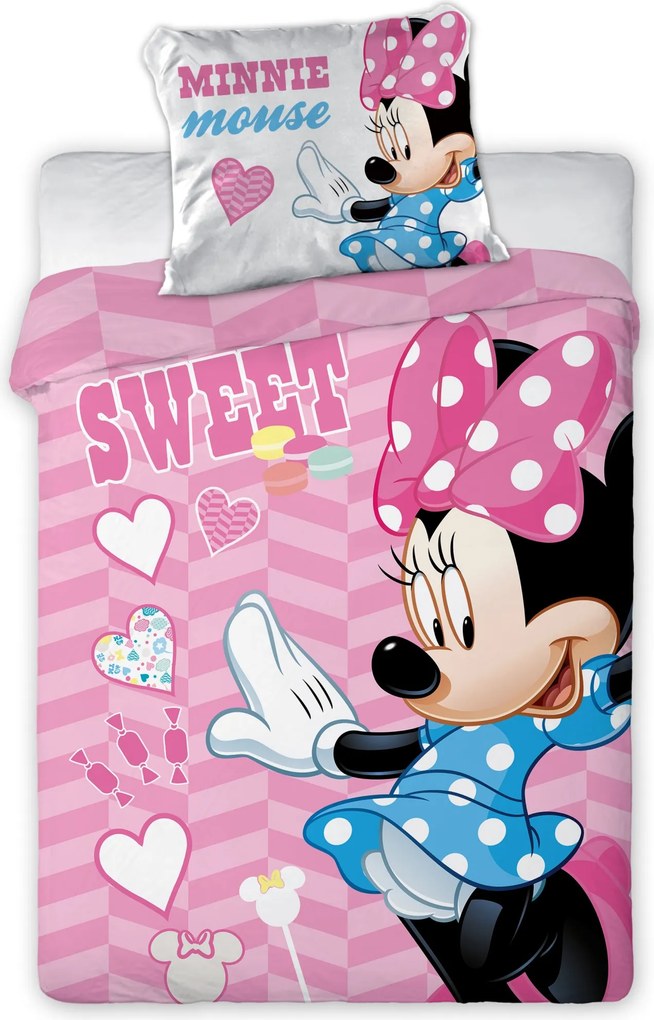 Dětské bavlněné povlečení Nook Minnie Mouse 100x135 cm + 40x60 cm růžové