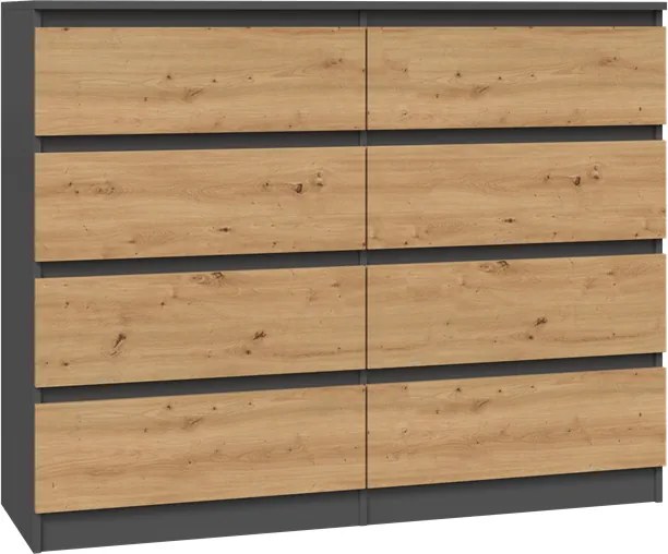 TPS Komoda MALVA M8 120 cm - Antracit / Dub artisan