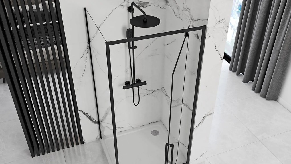 Sprchový kout REA RAPID SWING 90/dveře x 100/zástěna cm, černý