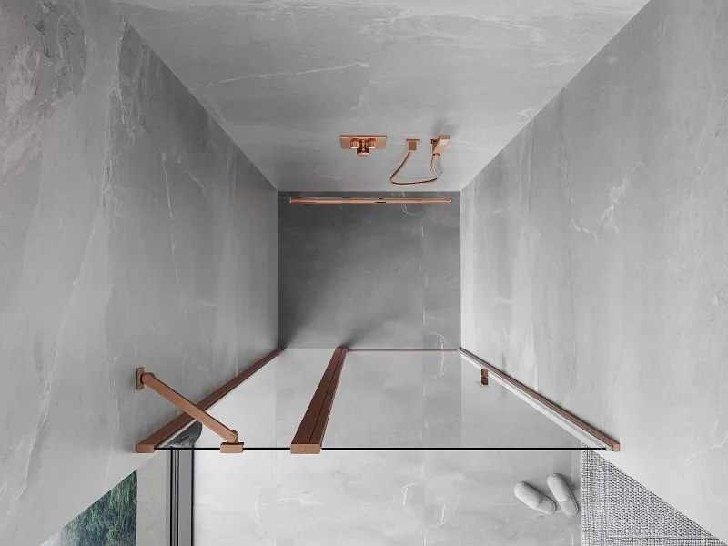 Mexen Mist sprchové dveře otevírací 80 cm, transparentní, kartáčovaná měď - 8A4-080-000-65-00