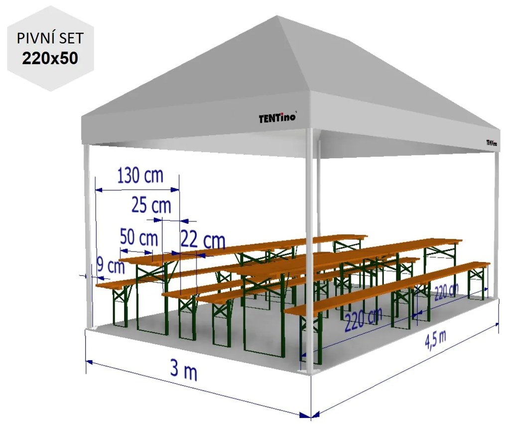 NŮŽKOVÝ PARTY STAN 3x4,5 m TENTino BIG HEXAGON Barva: 13A - SVĚTLE ZELENÁ