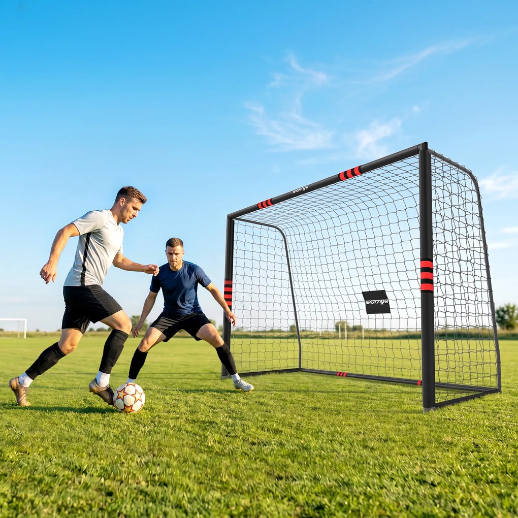 SPORTNOW Fotbalová branka pro zahradu 300 x 200 cm, robustní venkovní branka s polstrováním sítě, zemní kotvy, antikorozní povrch