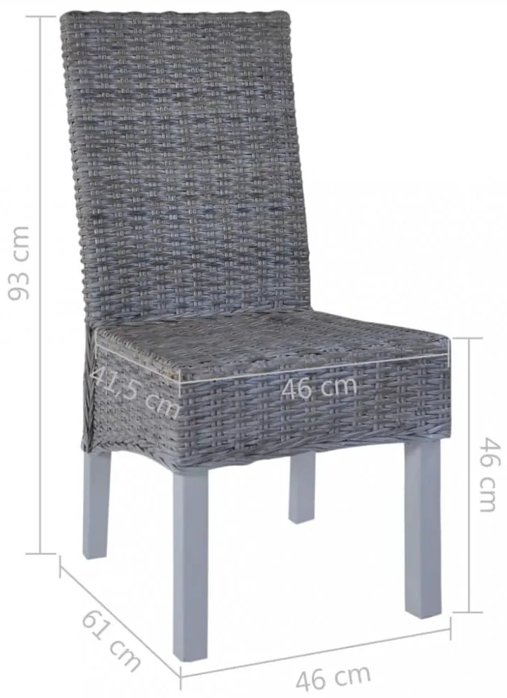 Jídelní židle 4 ks ratan / mangovník Dekorhome Černá