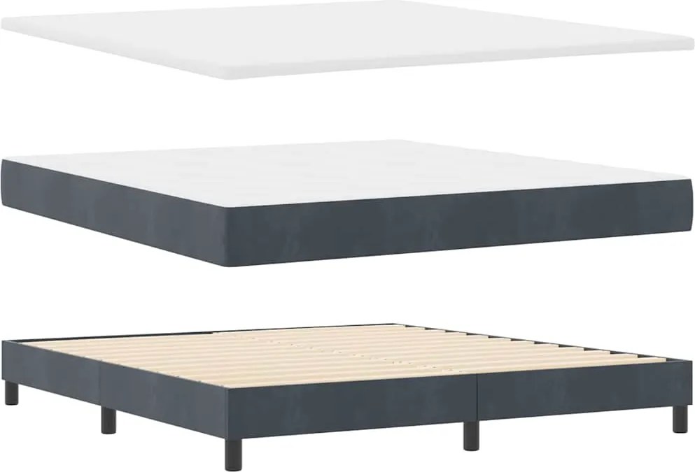 Postel s boxspringem s čelo Tmavě šedá 200 x 180 cm samet 3341481