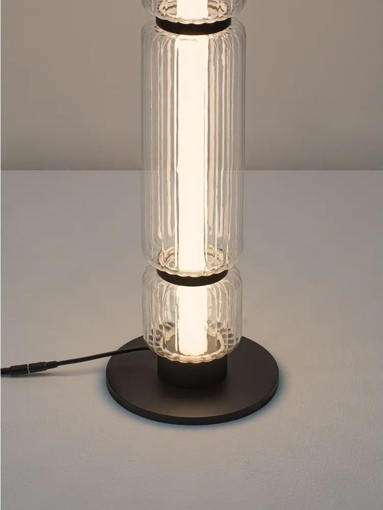 Matně černá skleněná LED stojací lampa (výška 123 cm) Liesa – Nova Luce