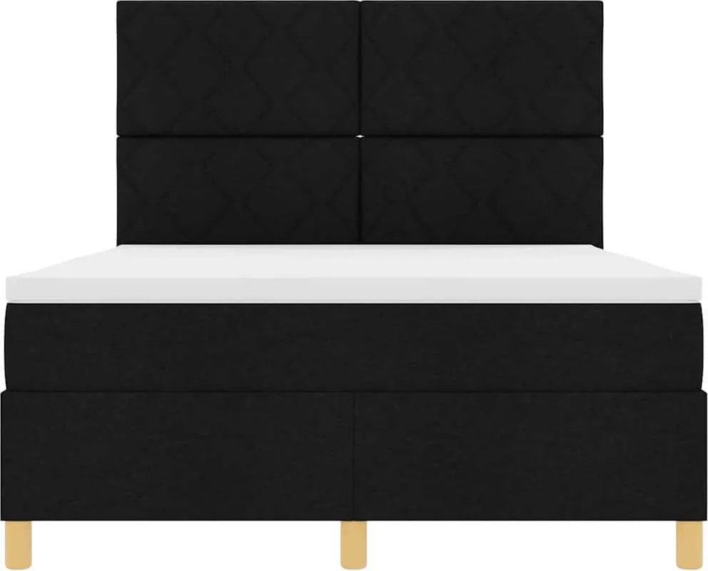 Postel s boxspringem s čelo Černá 140 x 200 cm textil 3339702