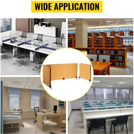 Desk Divider 152,4 cm Desk Privacy Panel, 3 Panel Privacy Akustický panel – Žlutá