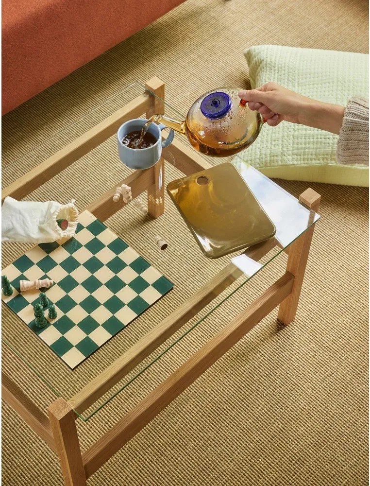 Konferenční stolek se skleněnou deskou v přírodní barvě 52x66 cm Ledge – Hübsch