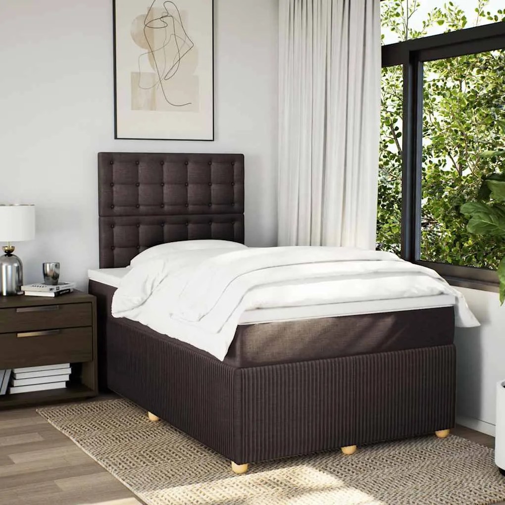 Box spring postel s matrací tmavě hnědá 120x200 cm textil 3292040