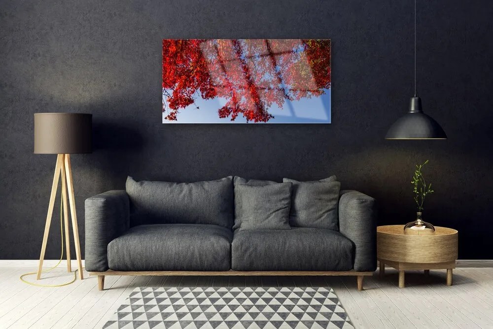 Obraz na skle Strom Listy Větve Příroda 125x50 cm