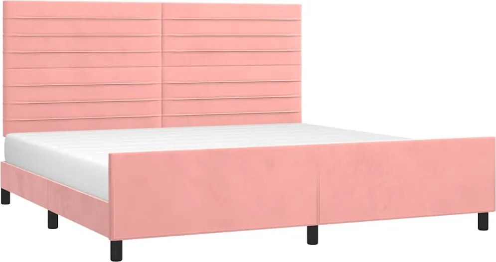 Rám postele s čelem růžový 200x200 cm samet 3125841