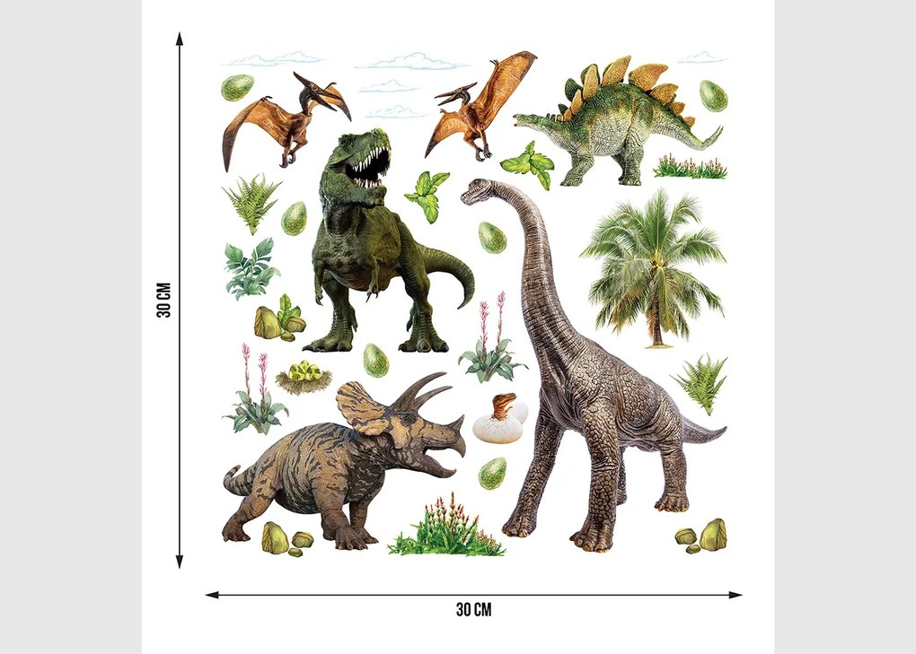 Dětská samolepka na zeď Dinosauři | 30 x 30 cm | DDKS3941