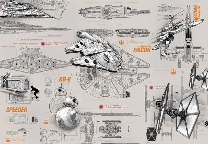 Fototapeta Komar Star Wars 8-493 Blueprints (368 x 254 cm)