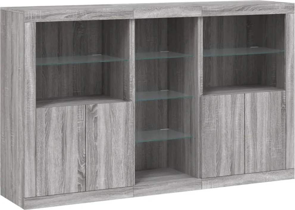 Příborník s LED osvětlením šedý sonoma 162 x 37 x 100 cm 3209175