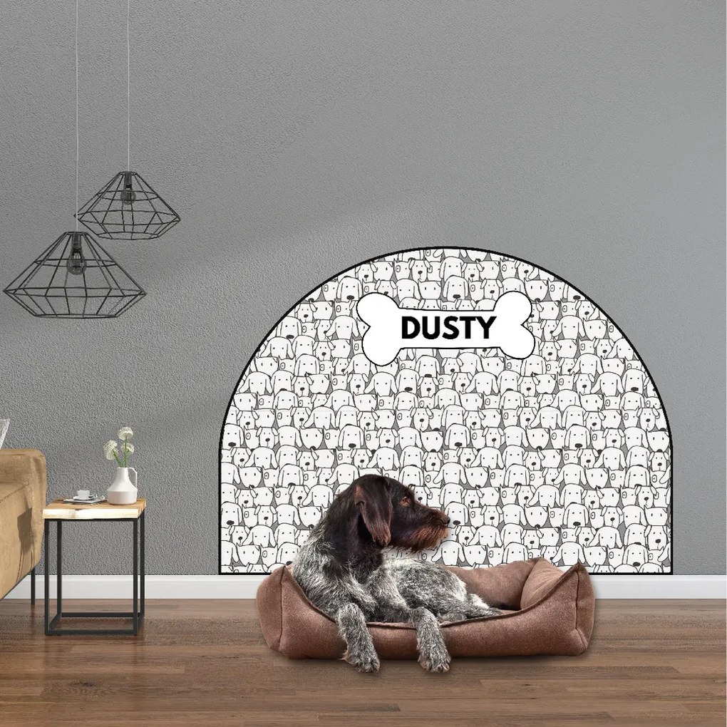 PIPPER. Ochranná textilní nálepka na zeď - Oblouk - Psi Velikost: 120x96cm, Jméno: Se jménem