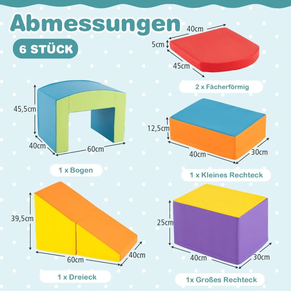 Costway 6 ks. Foam building blocks, soft building blocks s tunnel, stairs