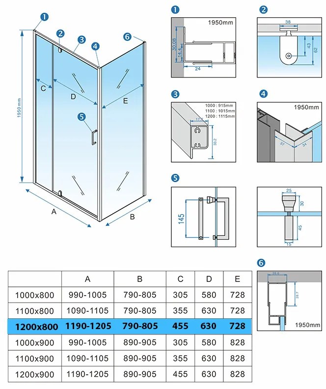 BPS-koupelny Obdélníkový sprchový kout HYD-OK06D 120x80 bílá/transparent - bez vaničky