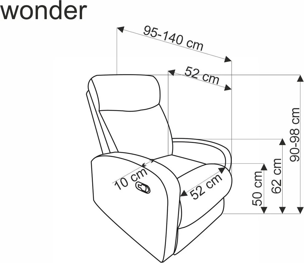 Polohovací křeslo WONDER s funkcí houpání skořicové