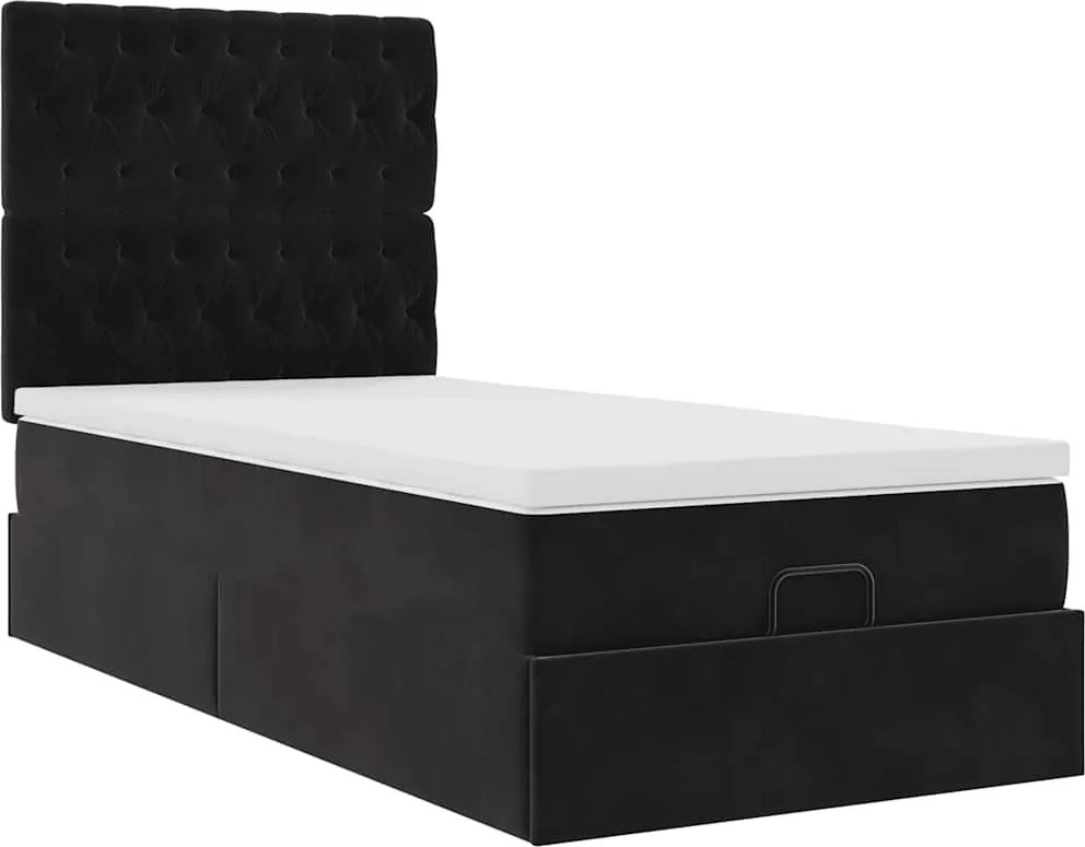 Osmanský rám postele s matracemi černá 80x200cm samet 3313507