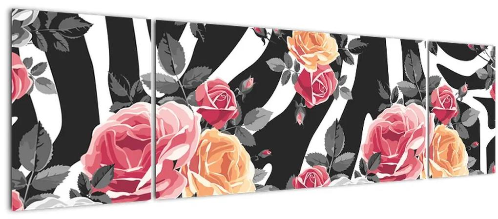 Obraz rozkvetlých růží (170x50 cm)