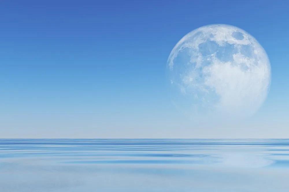 Samolepící tapeta měsíc nad mořem - 225x150 cm