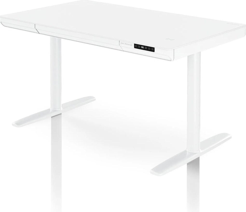 Elektrický psací stůl sit-stand se zásuvkou a bezdrátovou nabíječkou Qi bílý, 1200 mm: ELLIS