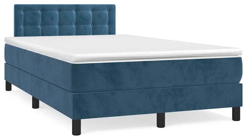 Box spring postel s matrací a LED tmavě modrá 120x190 cm samet 3270181
