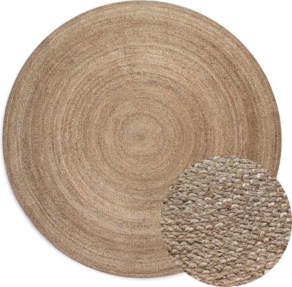 Hanse Home, Kusový koberec Jute Braided 106006 Grey Brown kruh, 100x100 (průměr) kruh, hnědá, chodba / předsíň