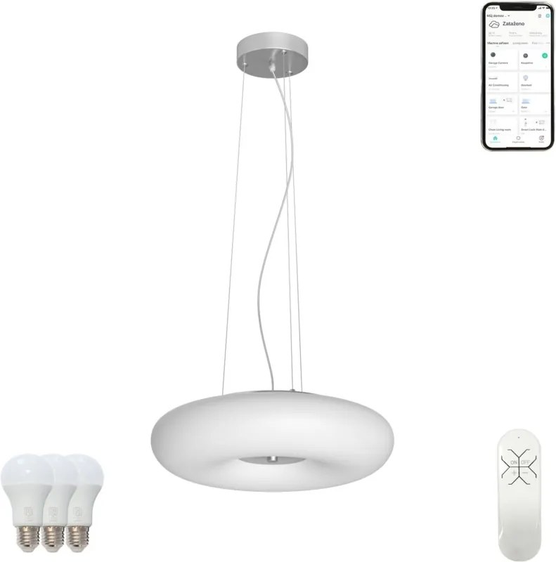 Immax NEO FUENTE závěsné svítidlo bílé sklo 40cm včetně Smart zdroje 3xE27 RGBW Zigbee 3.0