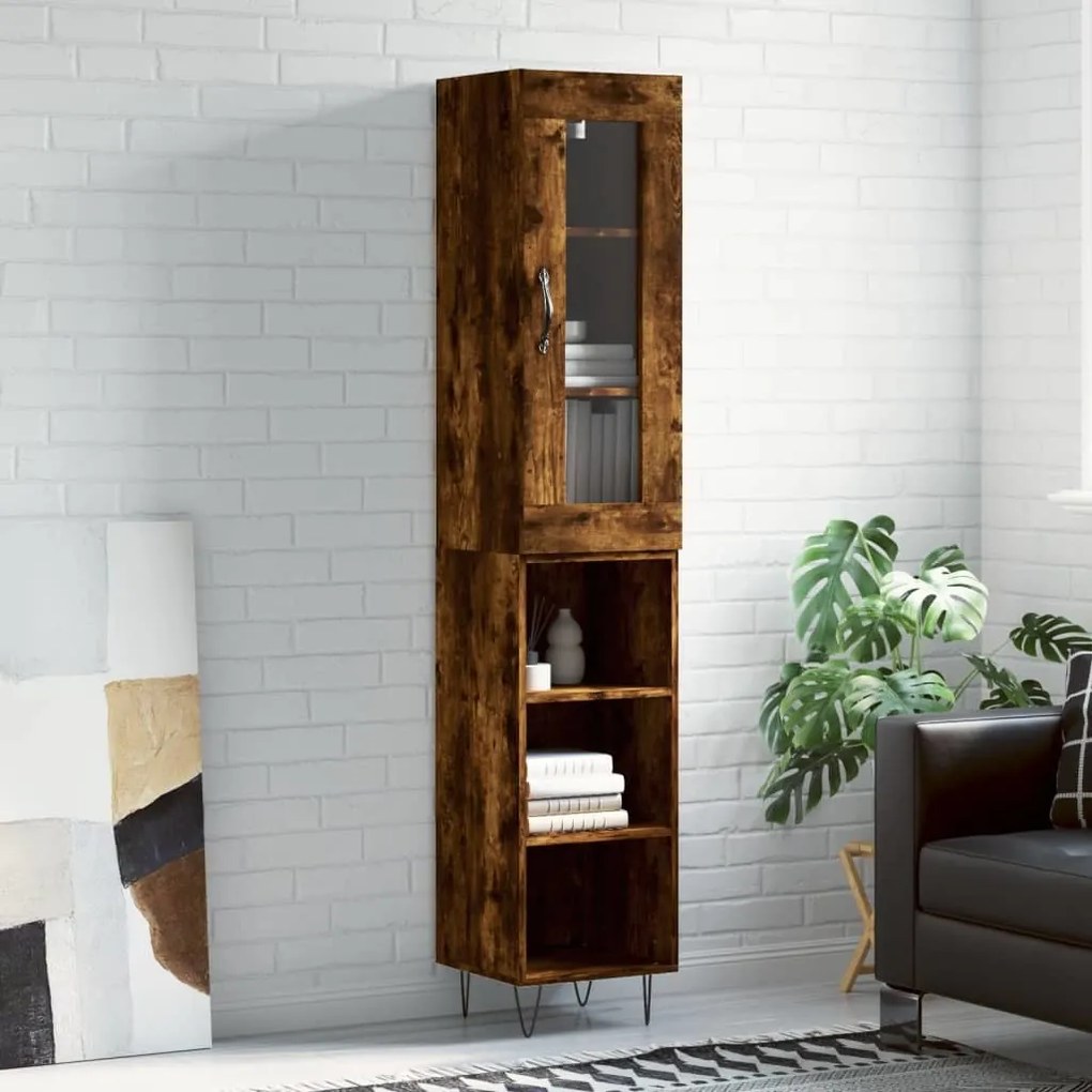 vidaXL Skříň highboard 34,5 x 34 x 180 cm kompozitní dřevo [3199399] Barva: Betonová šedá