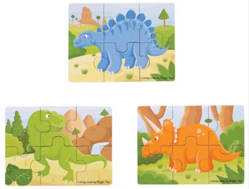 Bigjigs Toys Puzzle 3v1 dinosauři