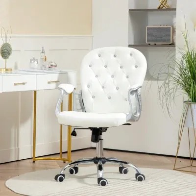 Vinsetto Kancelářská židle, ergonomická židle ke stolu s područky, polstrované opěradlo bílé