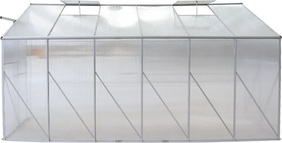 Zahradní skleník ke stěně, polykarbonát, 122x374x199 cm, MABON TYP 4